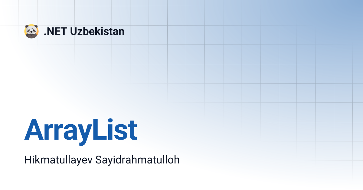 ArrayList | .NET Uzbekistan